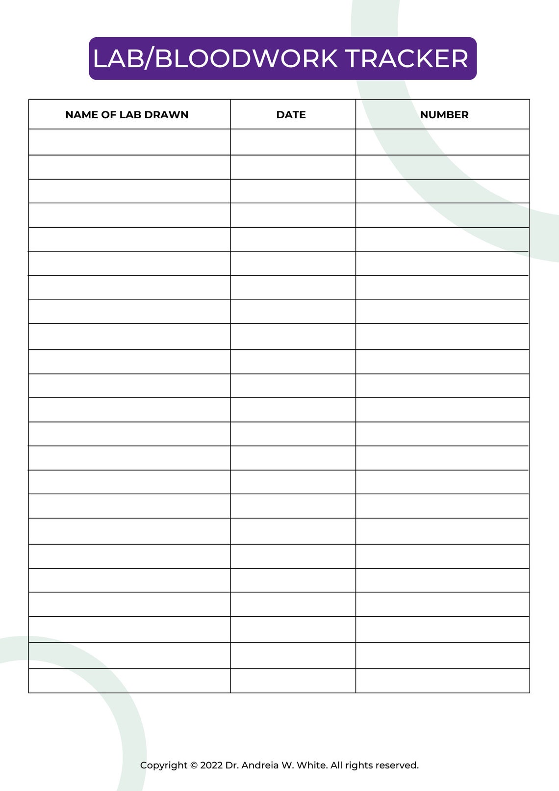 Lab Test Log L Blood Work Tracker L Blood Test Log - Etsy