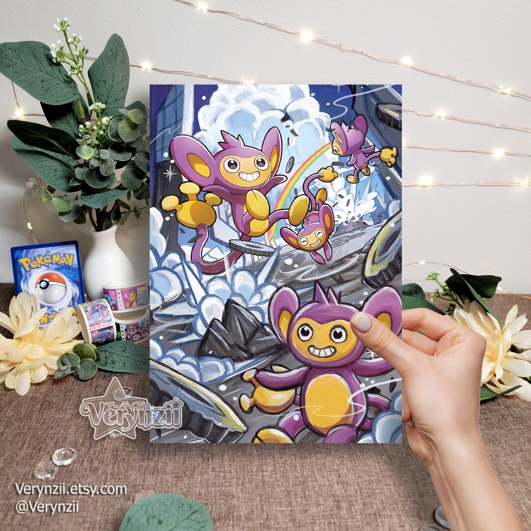 Aipom Print | Handmade A5 Altered Trading Card Art - Etsy