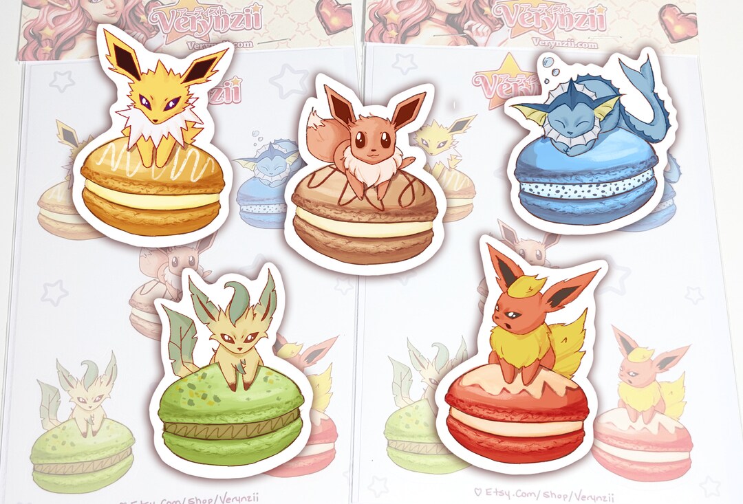 Eeveeroons! | Eevee Macaroon Evolutions - 5 Vinyl Glossy Sticker Sheet ...