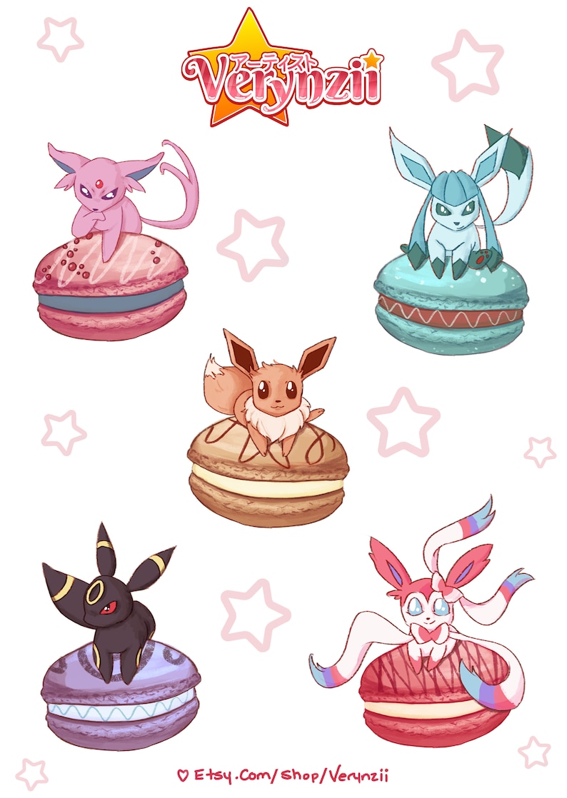 Eeveeroons! | Pokemon Eevee Macaroon Evolutions - 5 Vinyl Glossy ...