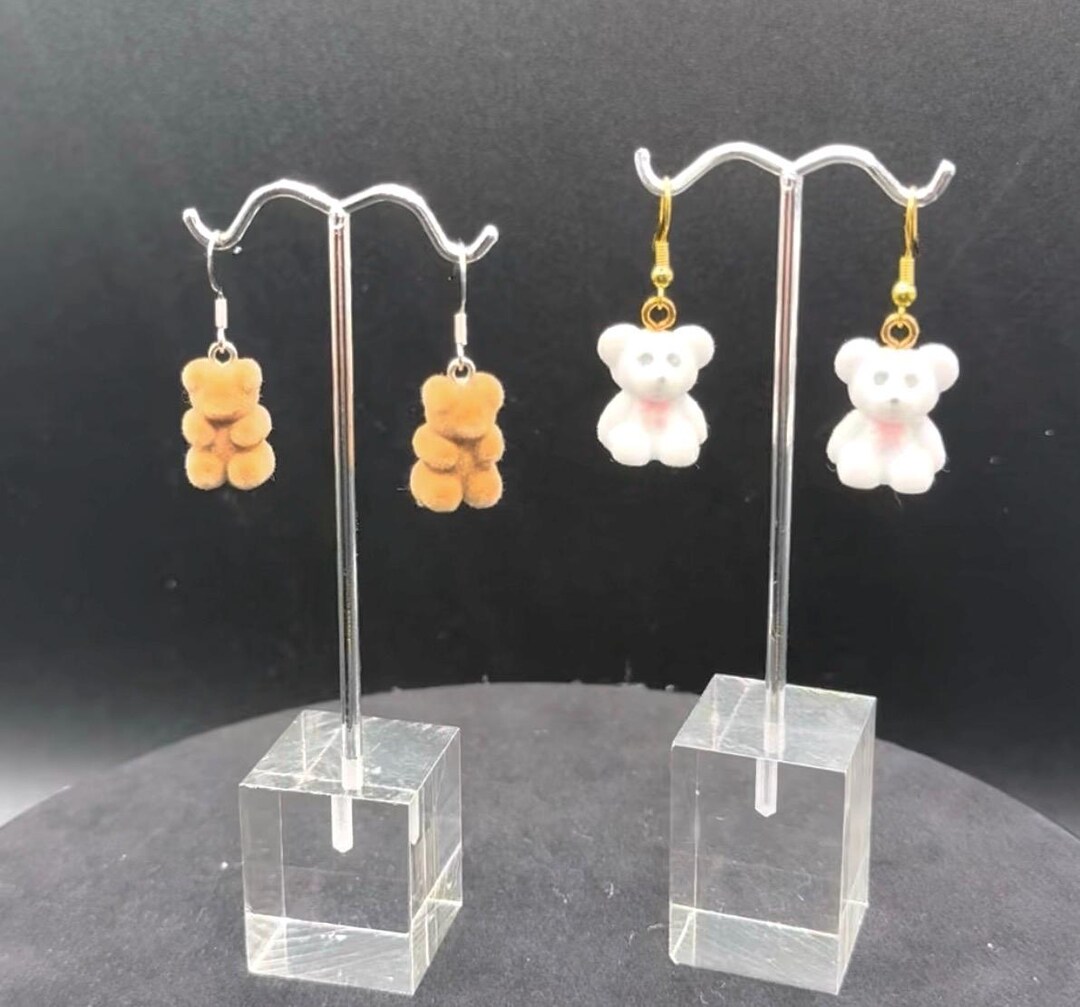 BUNDLE/2 Pairs/flocked Teddy Bear Dangles/kids/girls/fun - Etsy
