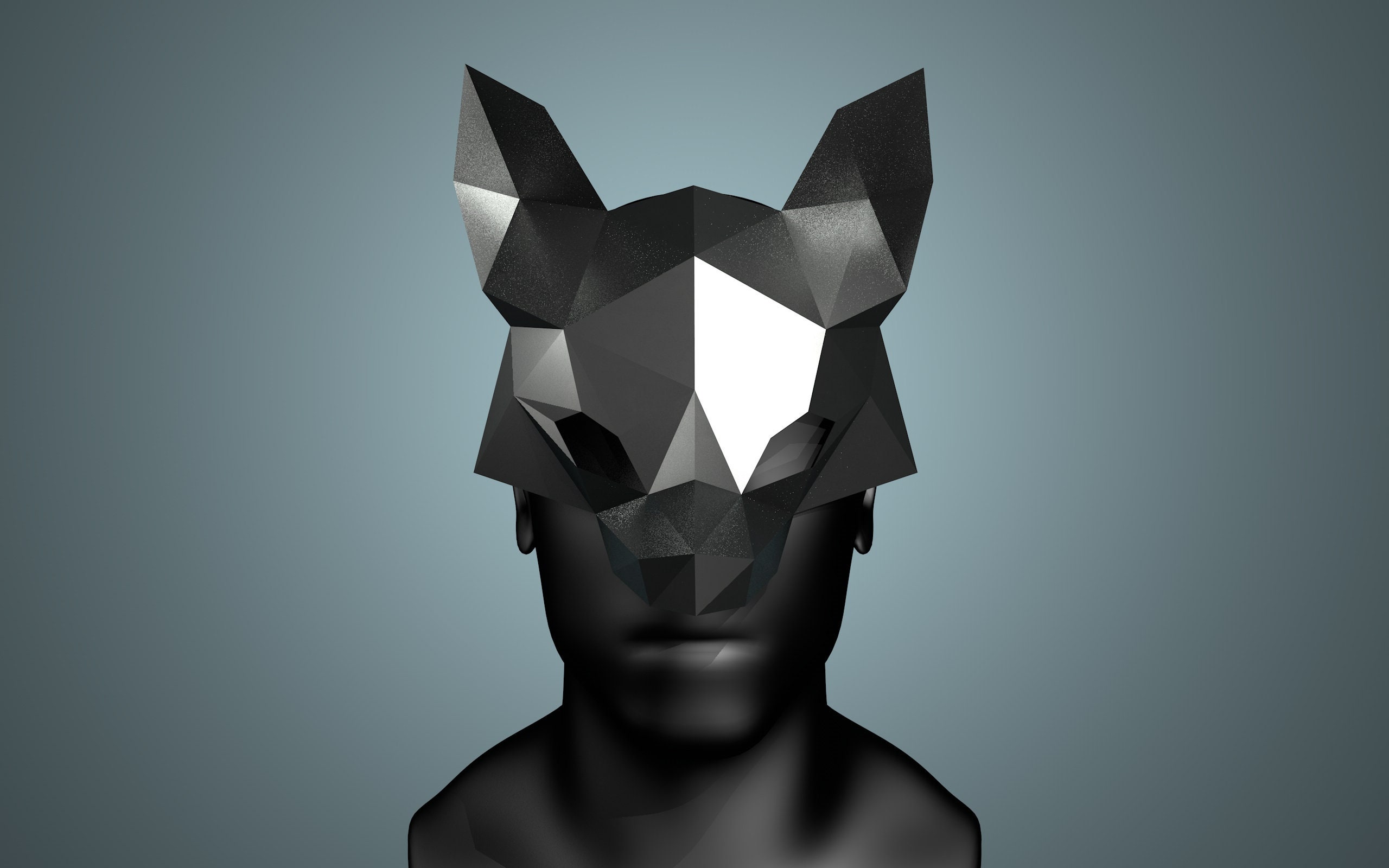 Fox Mask DIY, Low Poly Mask, Paper Craft Mask, PDF/DXF Template 3D Mask ...