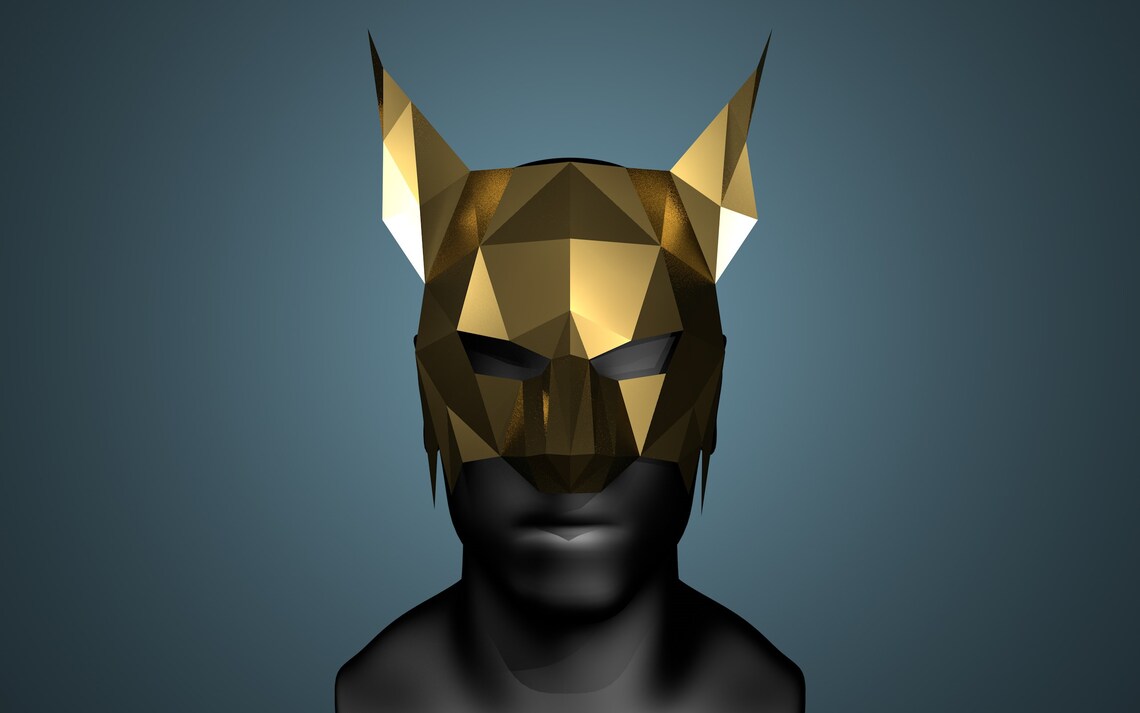 Lynx Mask DIY, Low Poly Mask, Paper Craft Mask, PDF/DXF Template 3D ...
