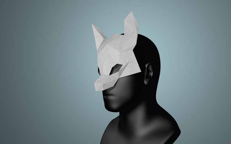 Fox Mask DIY, Low Poly Mask, Paper Craft Mask, PDF/DXF Template 3D Mask ...