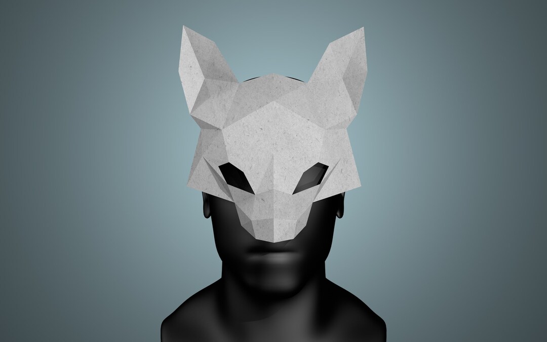 Fox Mask DIY, Low Poly Mask, Paper Craft Mask, PDF/DXF Template 3D Mask ...