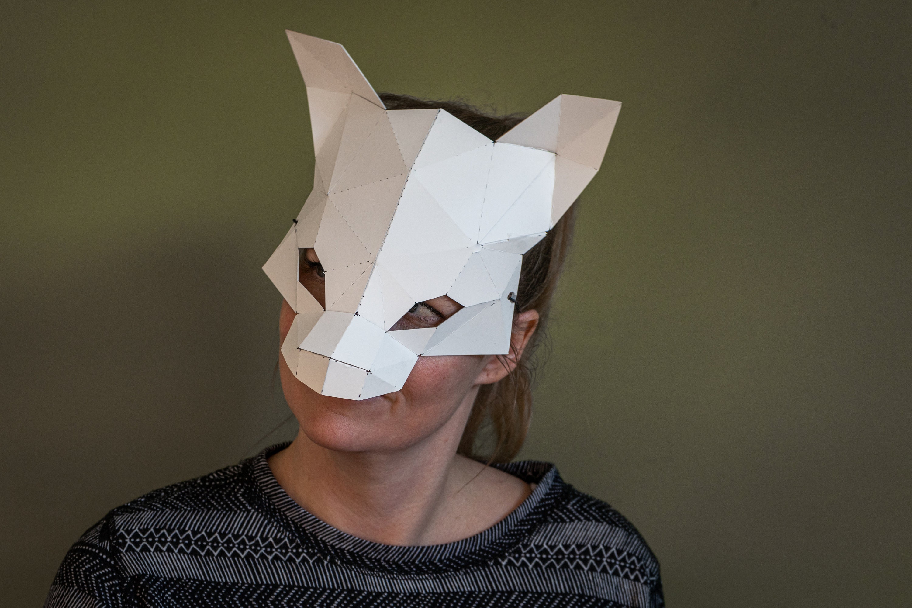 Fox Mask DIY, Low Poly Mask, Paper Craft Mask, PDF/DXF Template 3D Mask ...