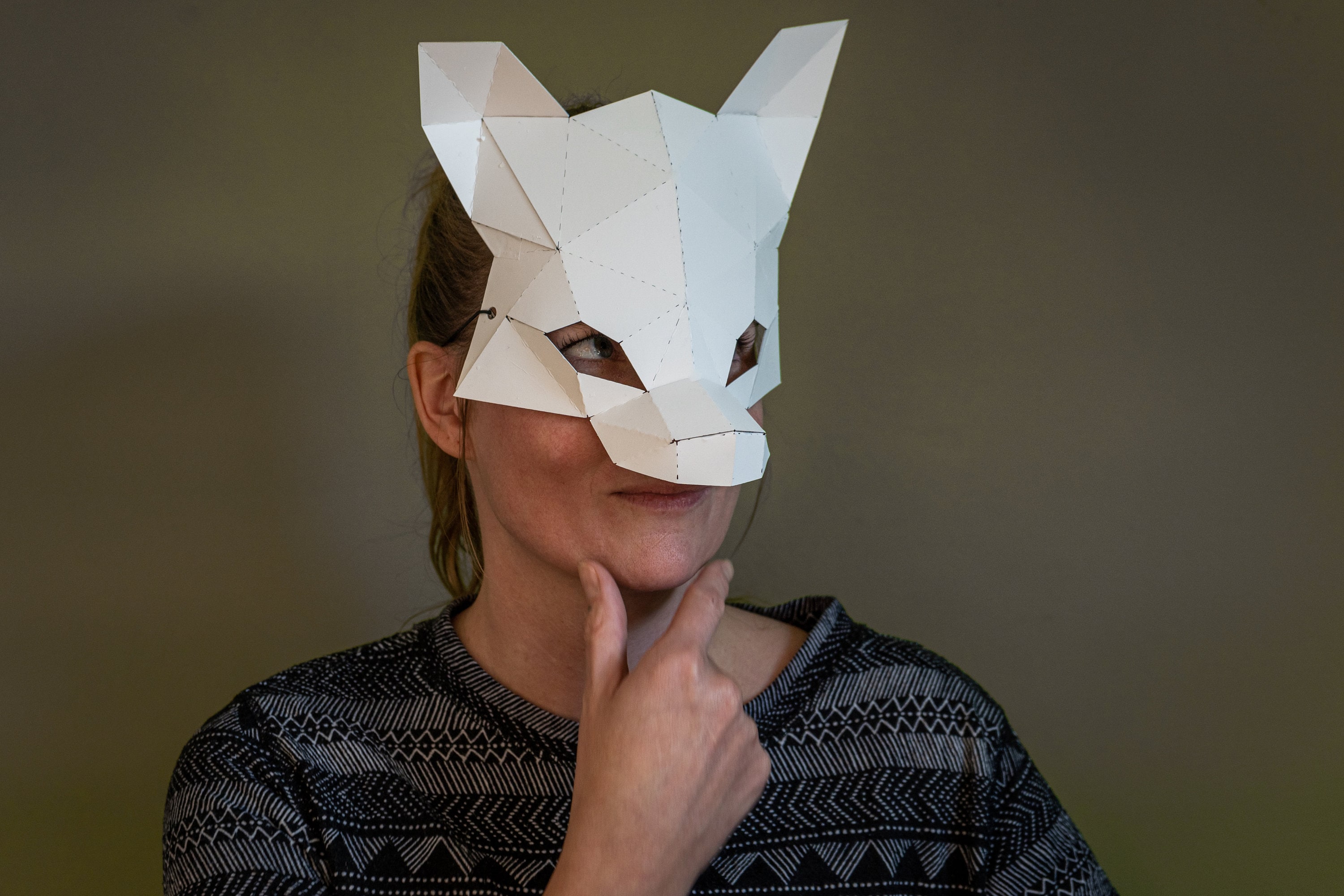 Fox Mask DIY, Low Poly Mask, Paper Craft Mask, PDF/DXF Template 3D Mask ...