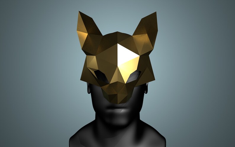 Fox Mask DIY, Low Poly Mask, Paper Craft Mask, PDF/DXF Template 3D Mask ...