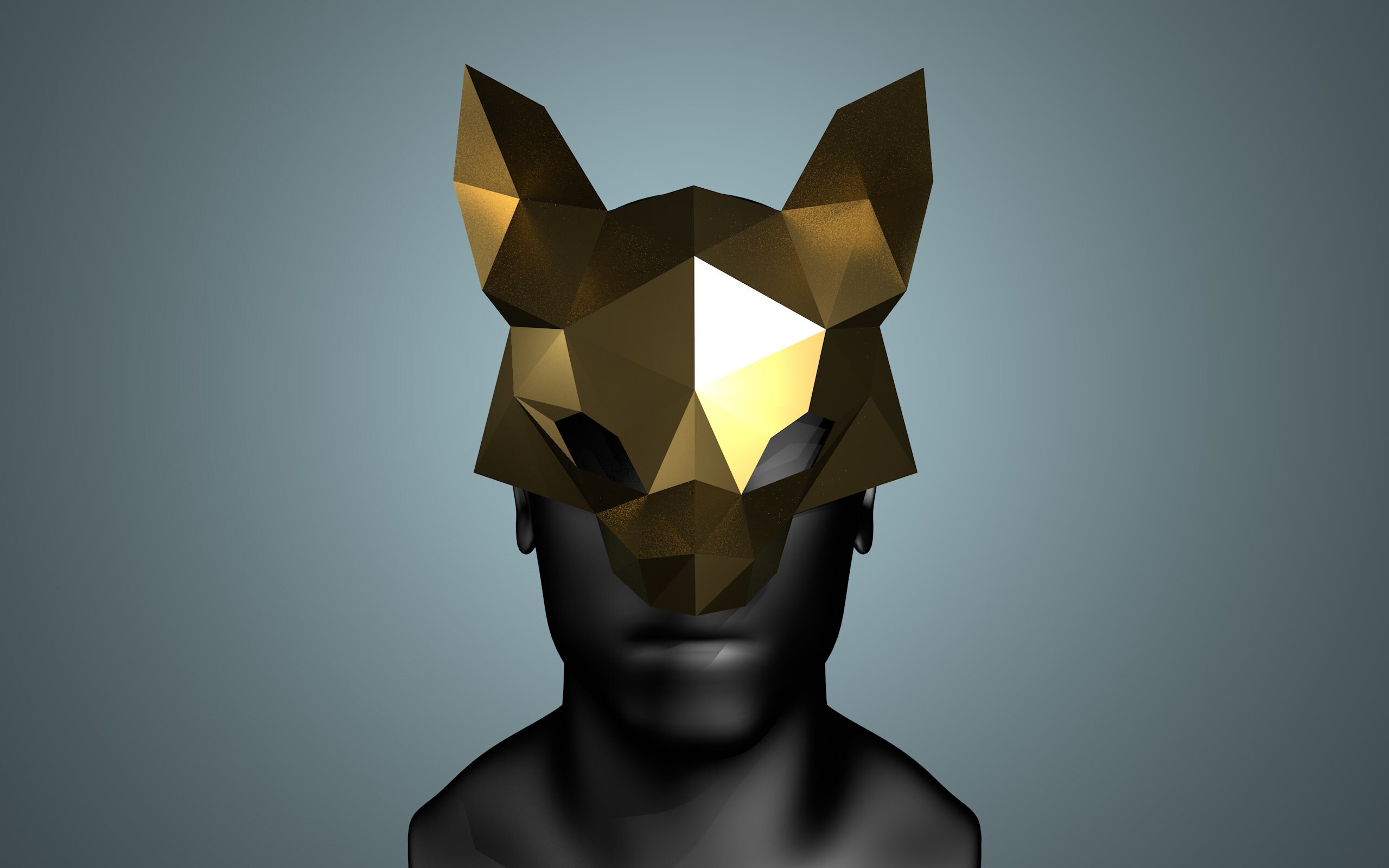 Fox Mask DIY, Low Poly Mask, Paper Craft Mask, PDF/DXF Template 3D Mask ...