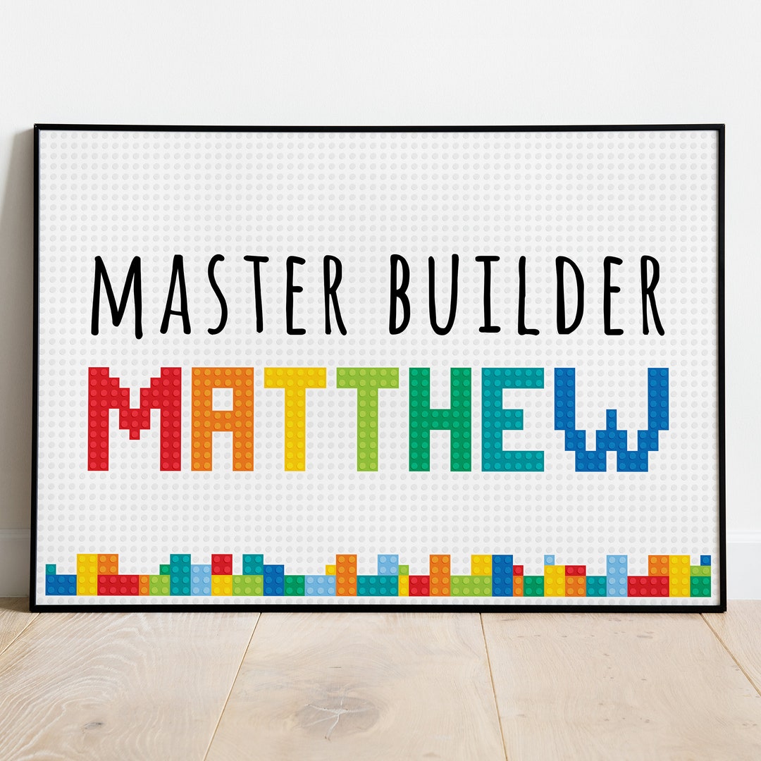Colorful Personalized Custom Name Sign, Master Builder Playroom Decor ...