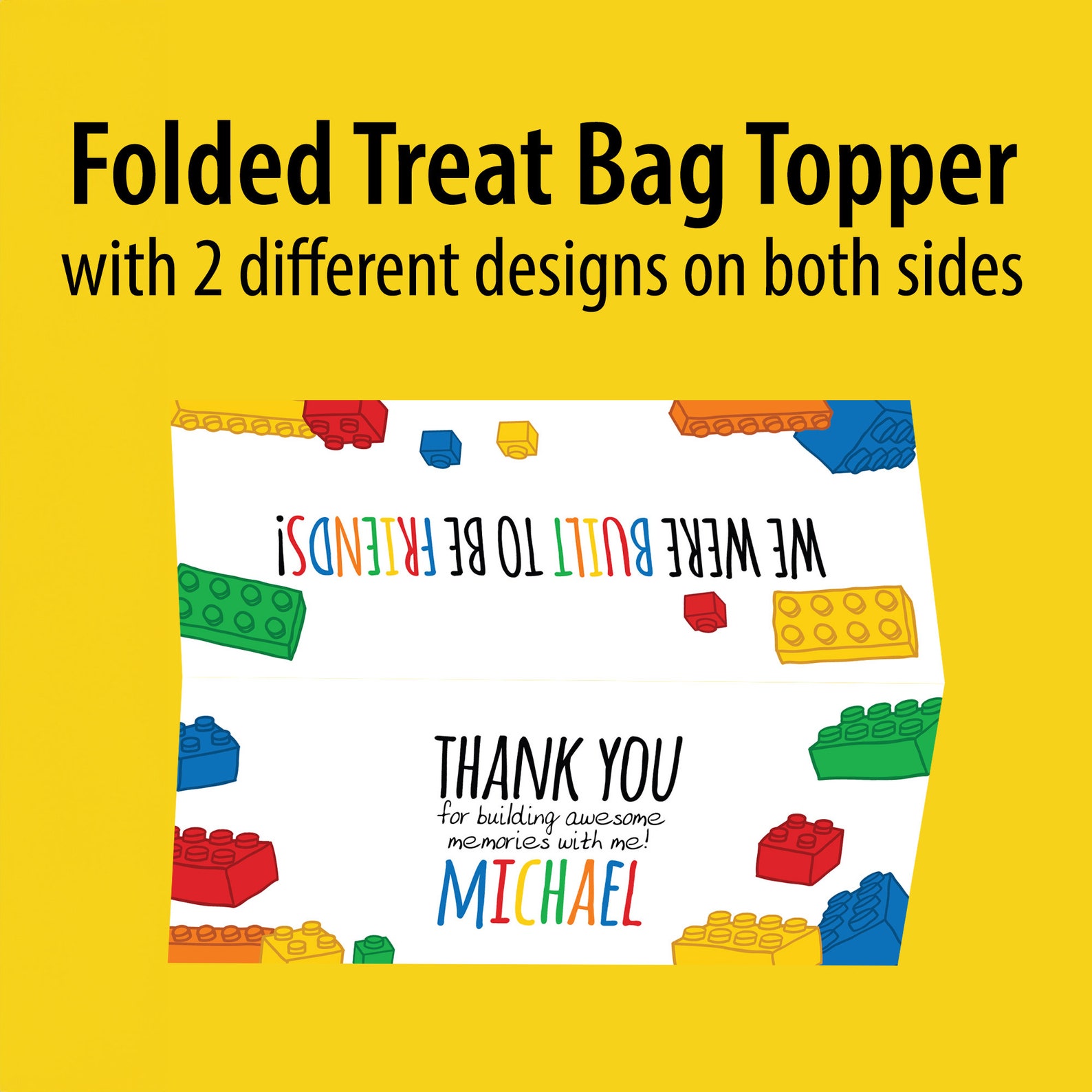 Colorful Bricks Treat Bag Topper: Custom Birthday Label (digital ...