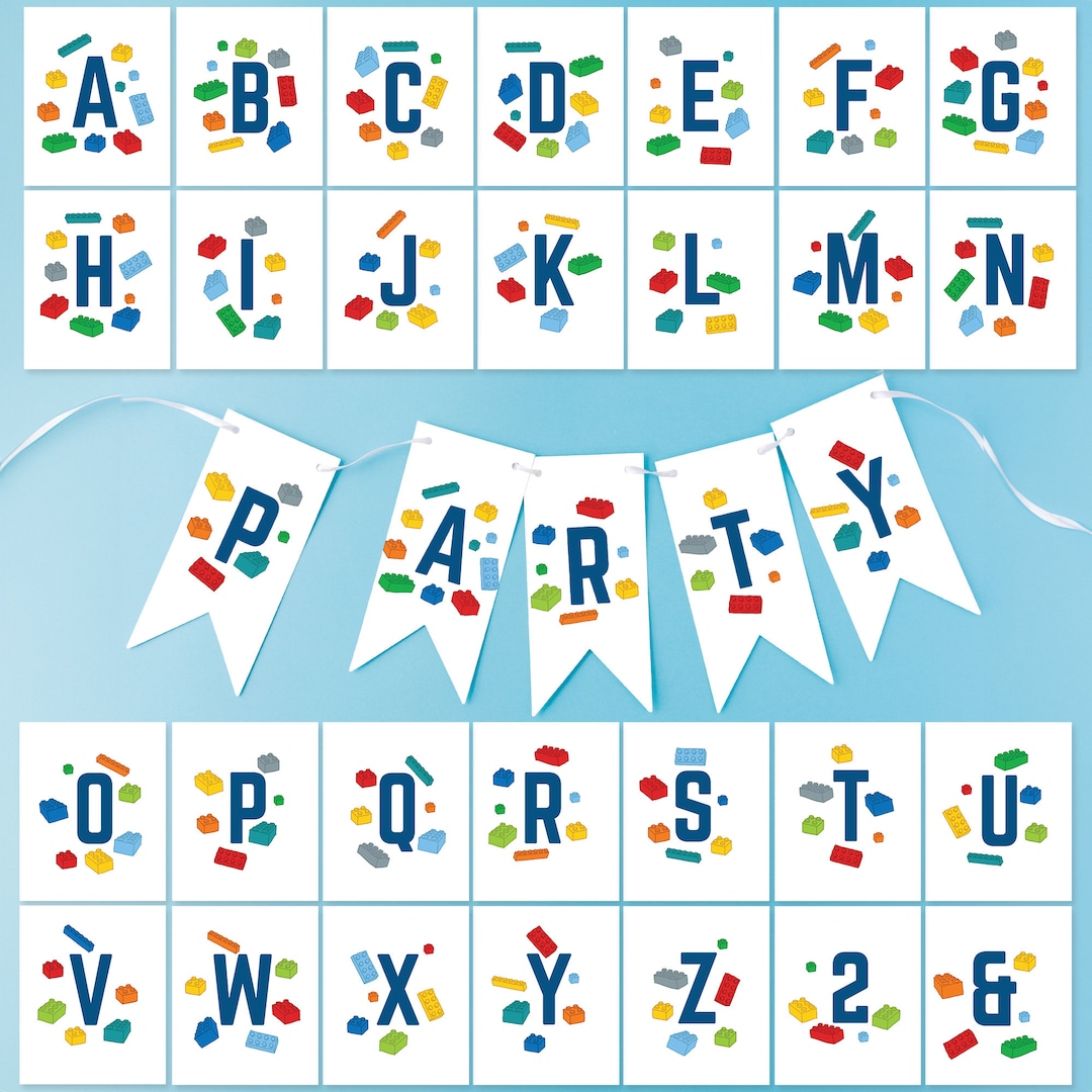 Building Blocks Alphabet Banner: Custom Birthday Party Decor (digital ...