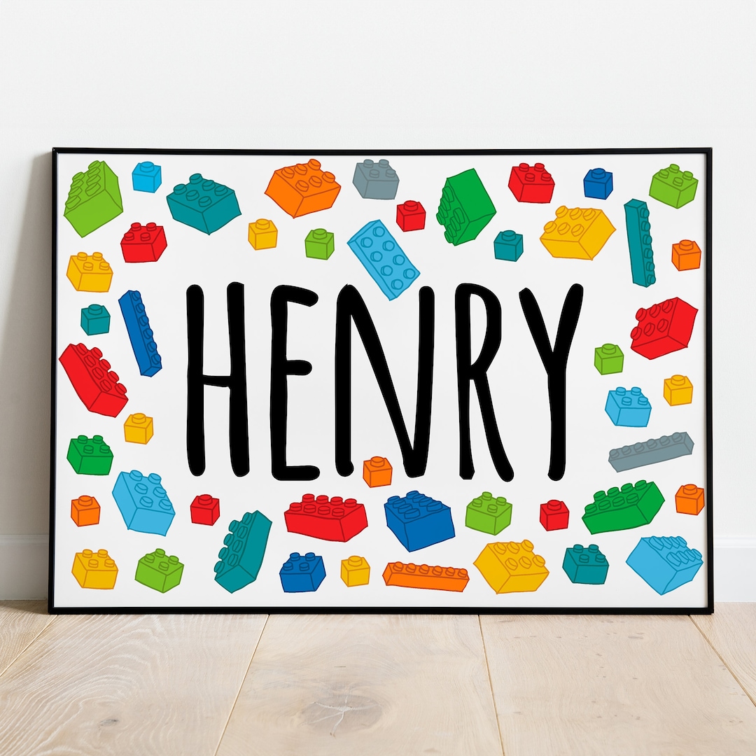 Colorful Bricks Personalized Name Sign: Building Block Decor (digital ...