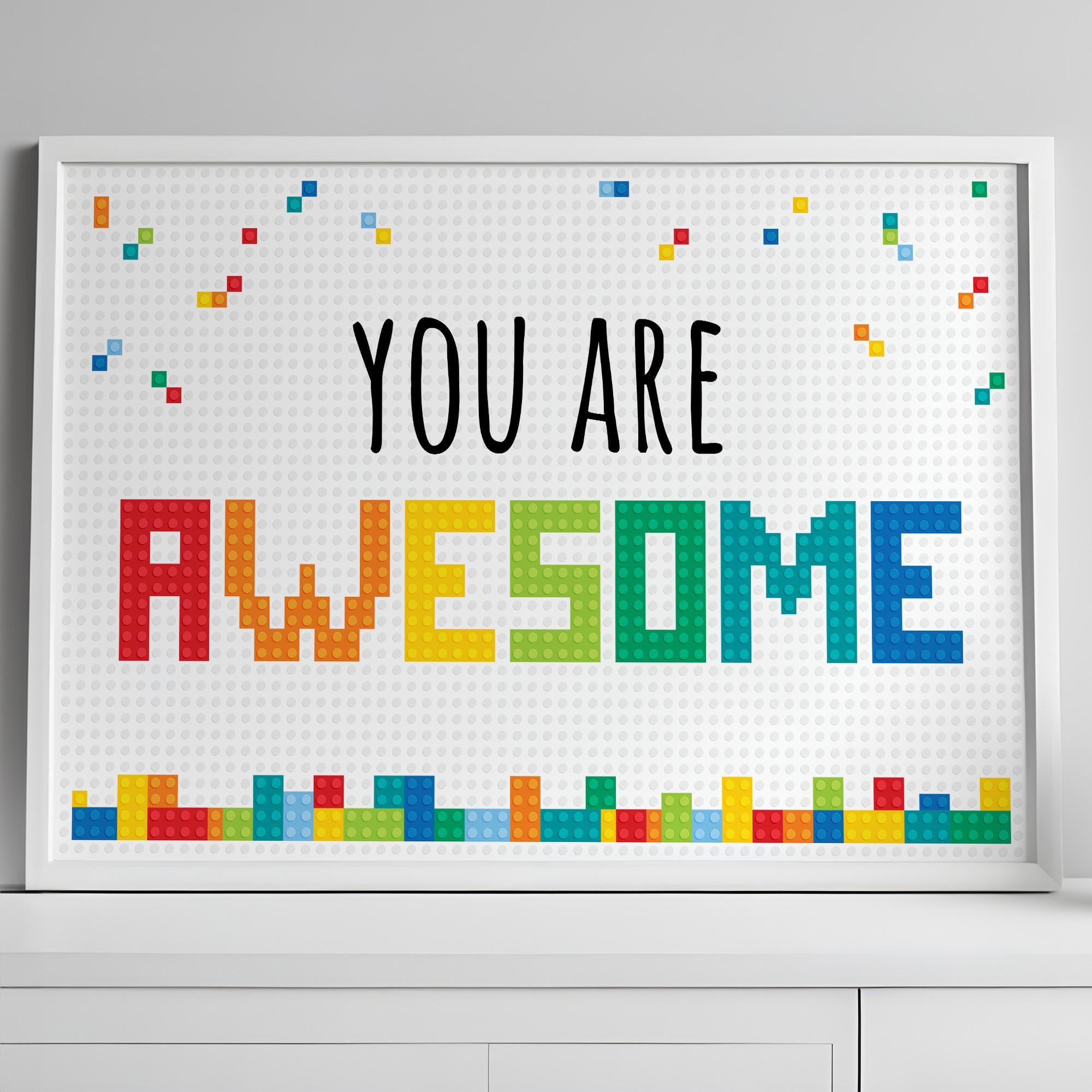 Colorful Bricks Art Print: Game Room Decor, Building Bricks Lover Gift ...