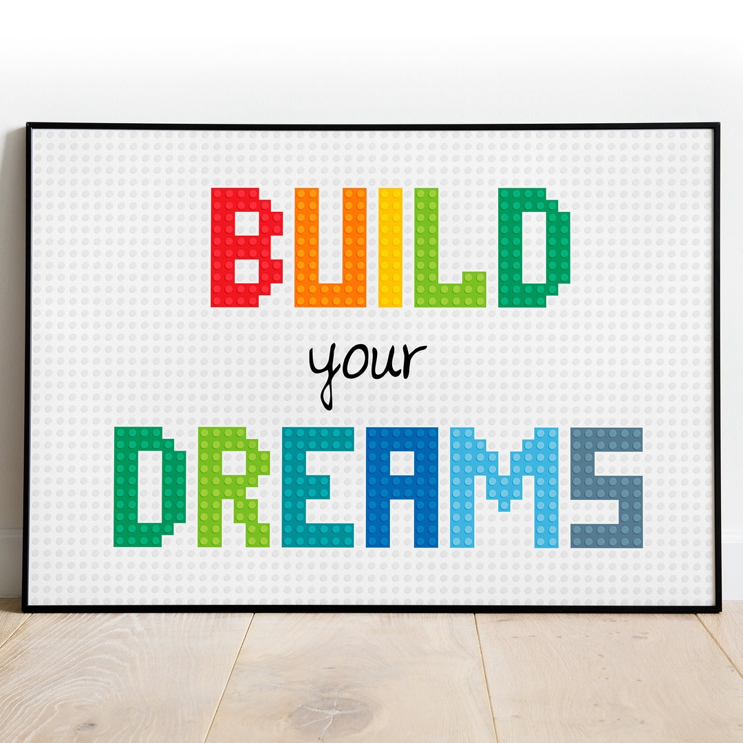 Build Your Dreams Poster: Colorful Blocks Font, Kids Room Decor ...