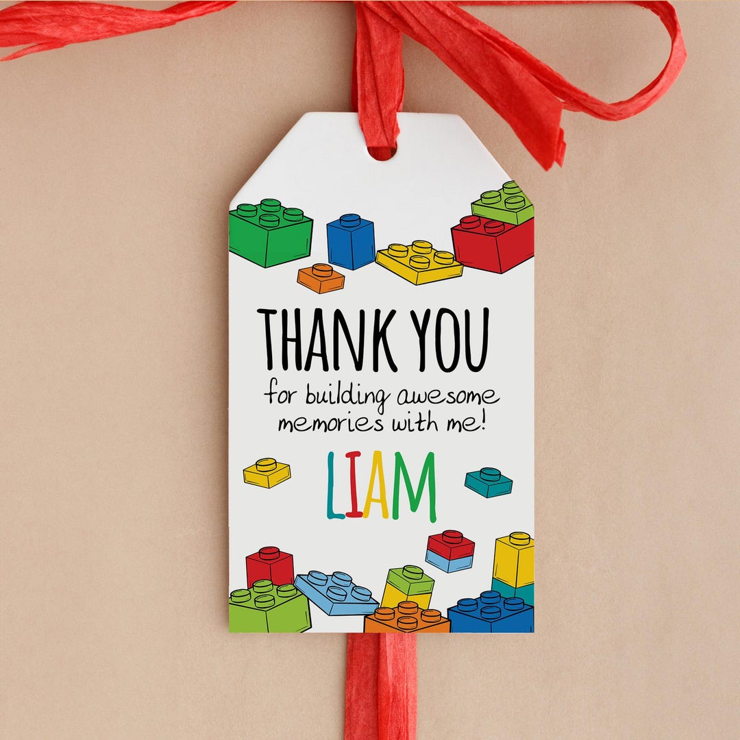 Brick Party Favor Tag: Custom Name Thank You Labels (digital Download ...