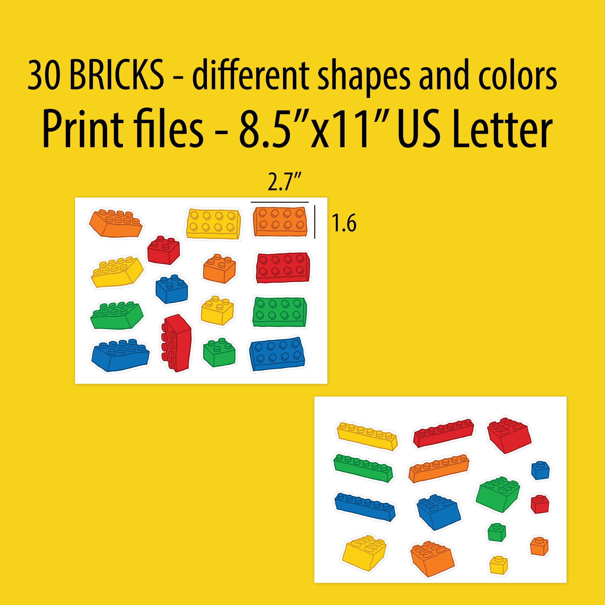 Bricks Cupcakes Toppers Printable, Colourful Building Bricks Cupcake ...