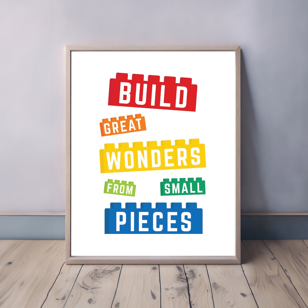 Building Bricks Nursery Art Print: Motivational Kids Room Decor, 'build ...