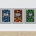 3 X Colourful Bricks Art Print Set, Game Room Decor Poster, Kids Room ...