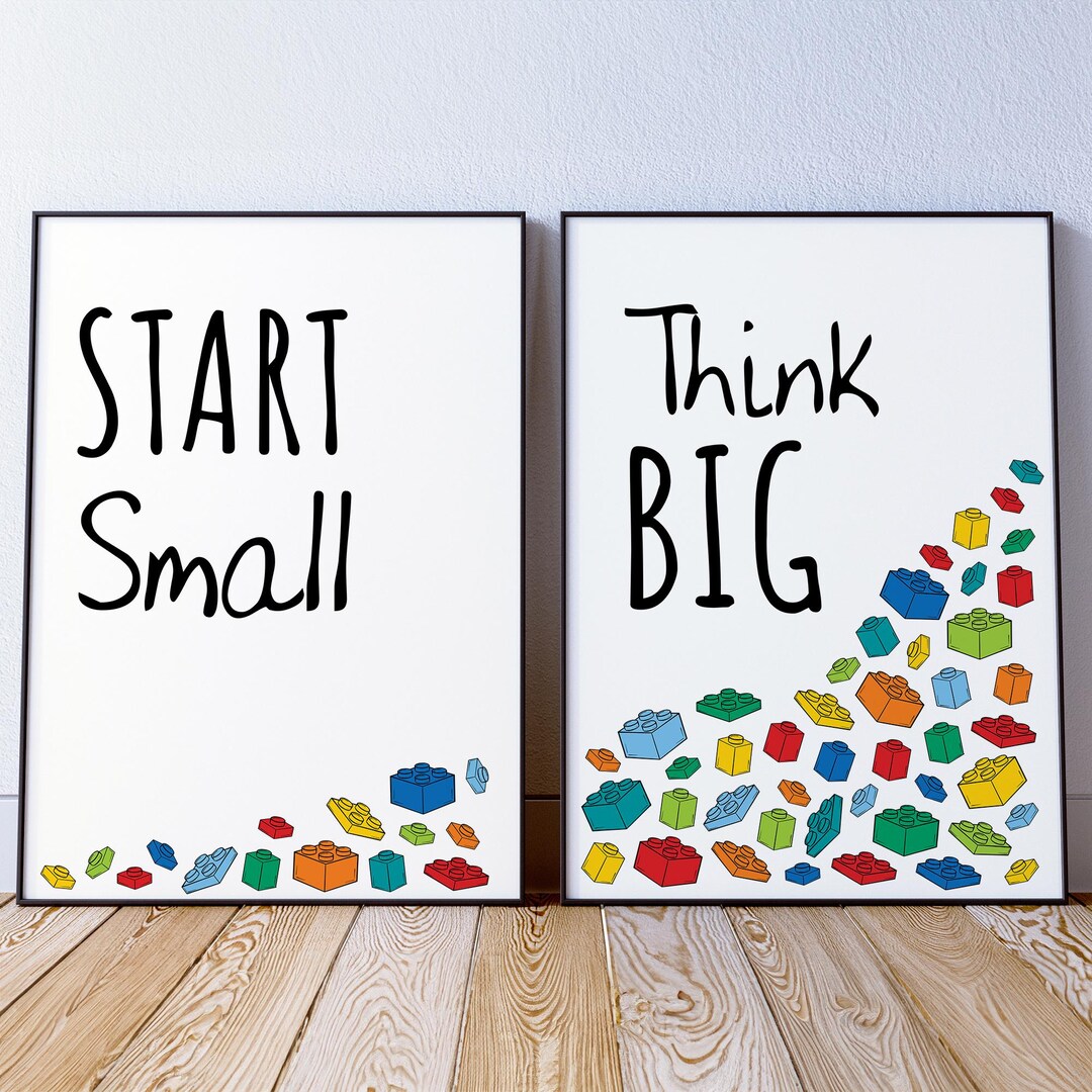 Building Bricks Nursery Decor Prints: Start Small Think Big (digital ...