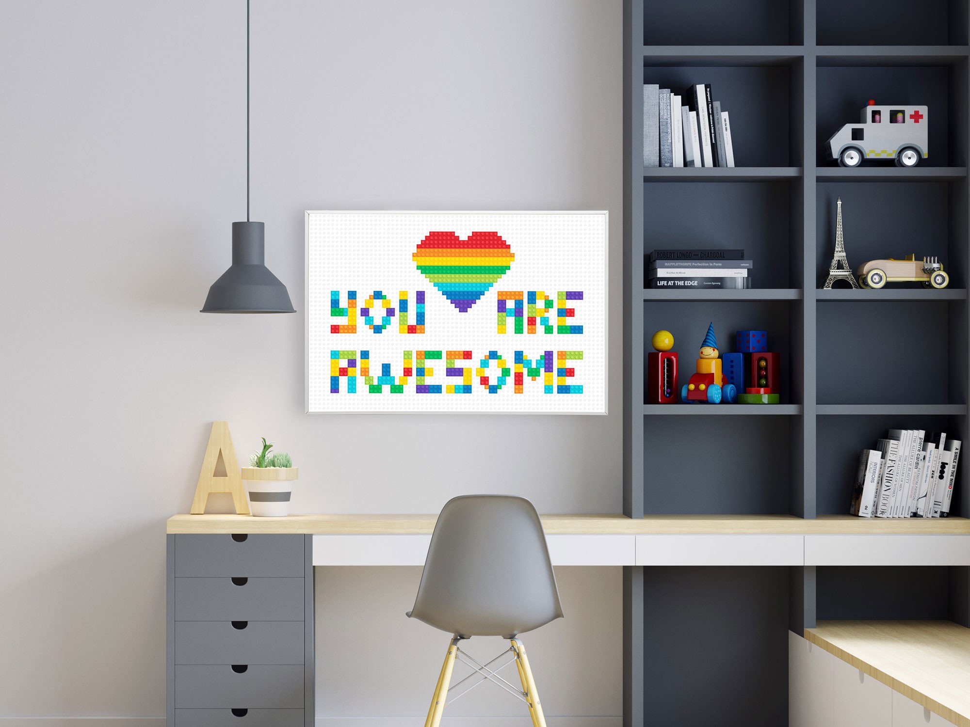 Rainbow Heart Wall Decal, Heart Poster, Kids Room Decor Art Print ...