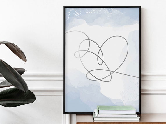 Bts Love Yourself K-pop Blue Heart Bts Heart Bts Home - Etsy