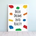 3 X Colourful Bricks Art Print Set, Game Room Decor Poster, Kids Room ...