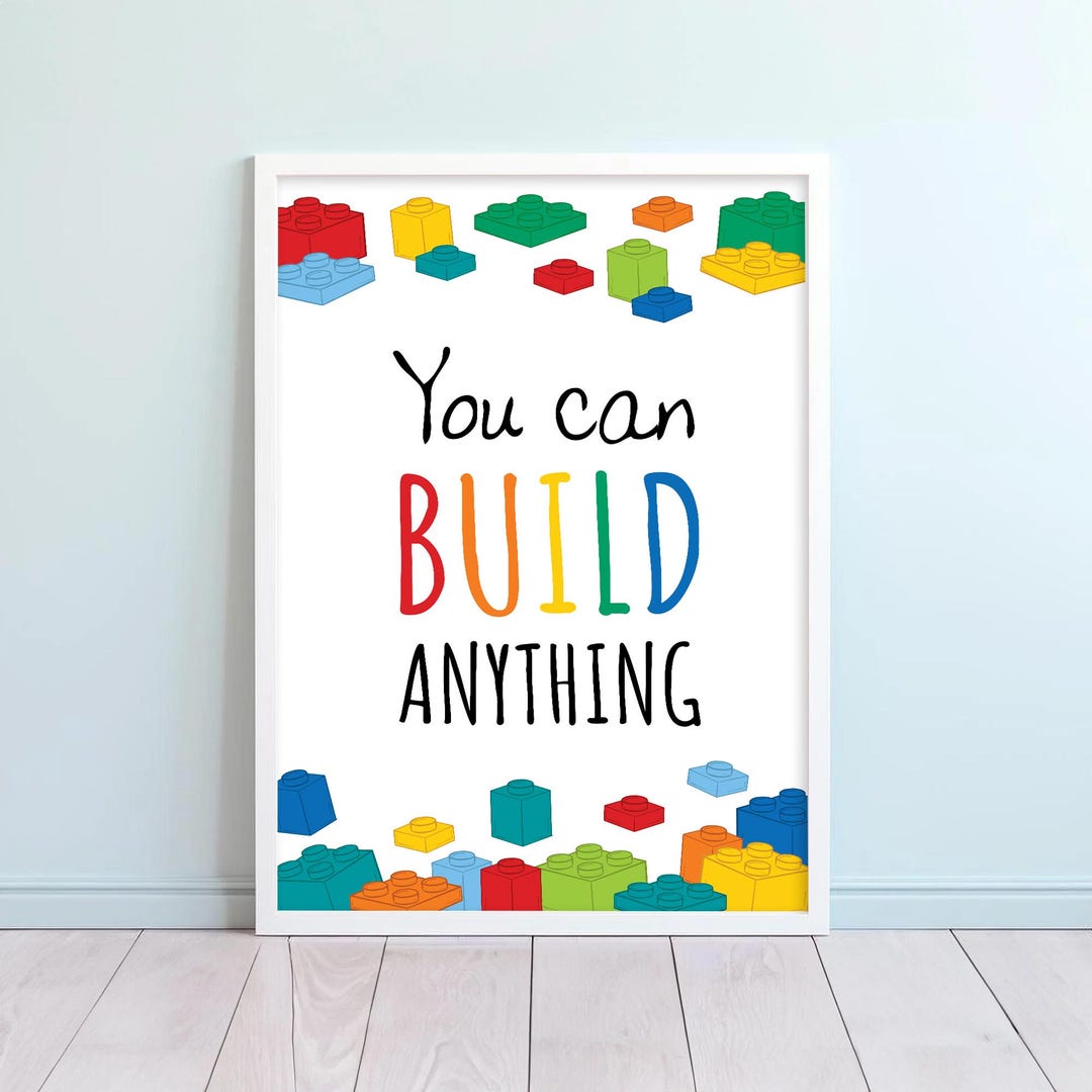 Motivational Building Blocks Print: Kids Room Decor, You Can Build ...