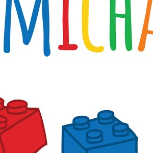 Colourful Bricks Thank You Labels for Birthday Decor, Custom Name Thank ...