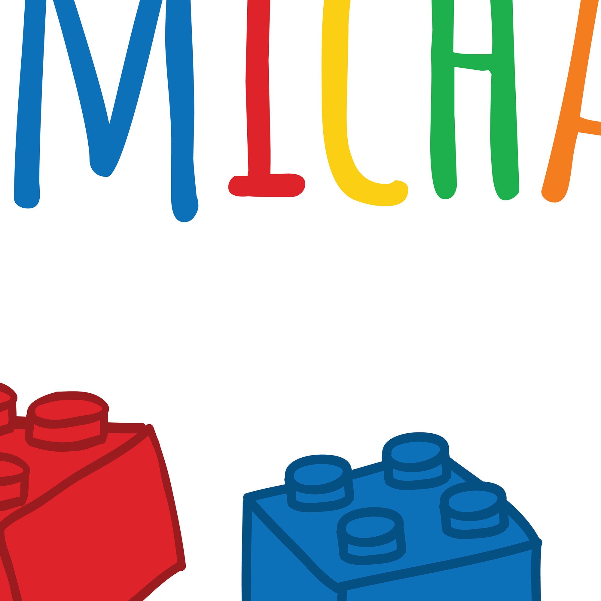 Colourful Bricks Thank You Labels for Birthday Decor, Custom Name Thank ...