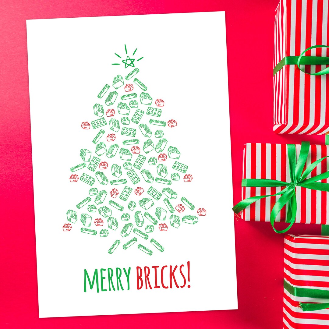 Merry Bricks, Funny Christmas Card, Printable Christmas Card, Christmas ...