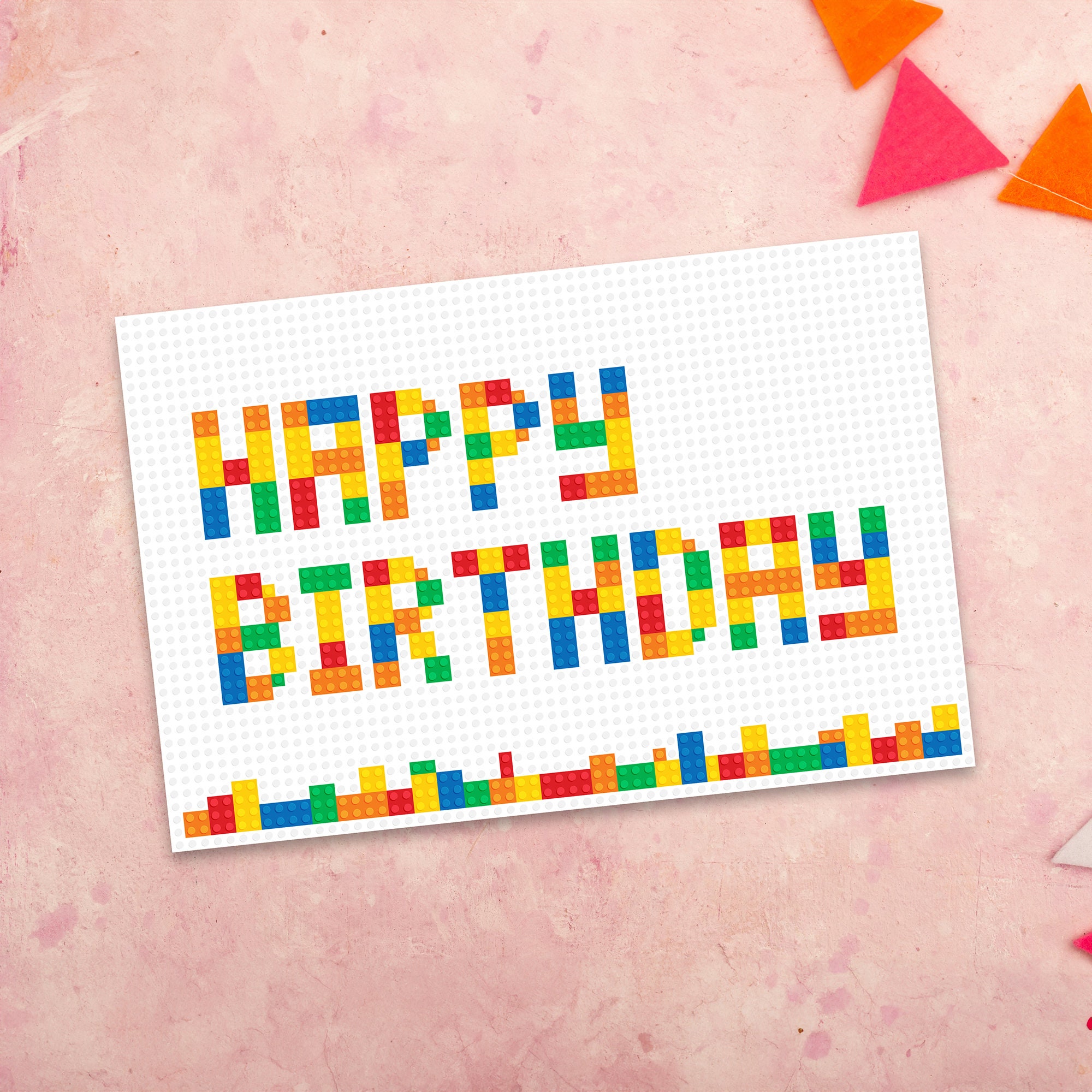 Building Blocks Birthday Card: Colorful Bricks Party Print (digital ...