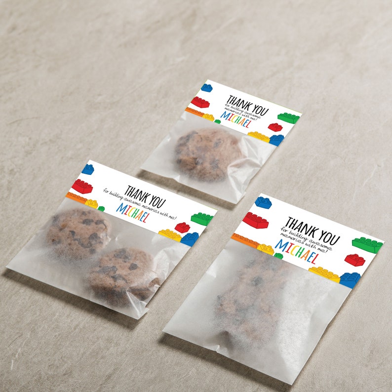 Colorful Bricks Treat Bag Topper: Custom Birthday Label (digital ...