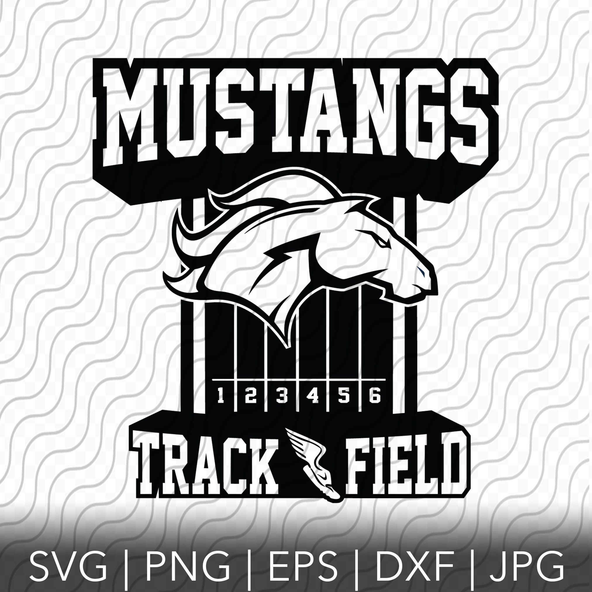 Mustangs Track and Field Mascot SVG, Track and Field, Cutting Template ...