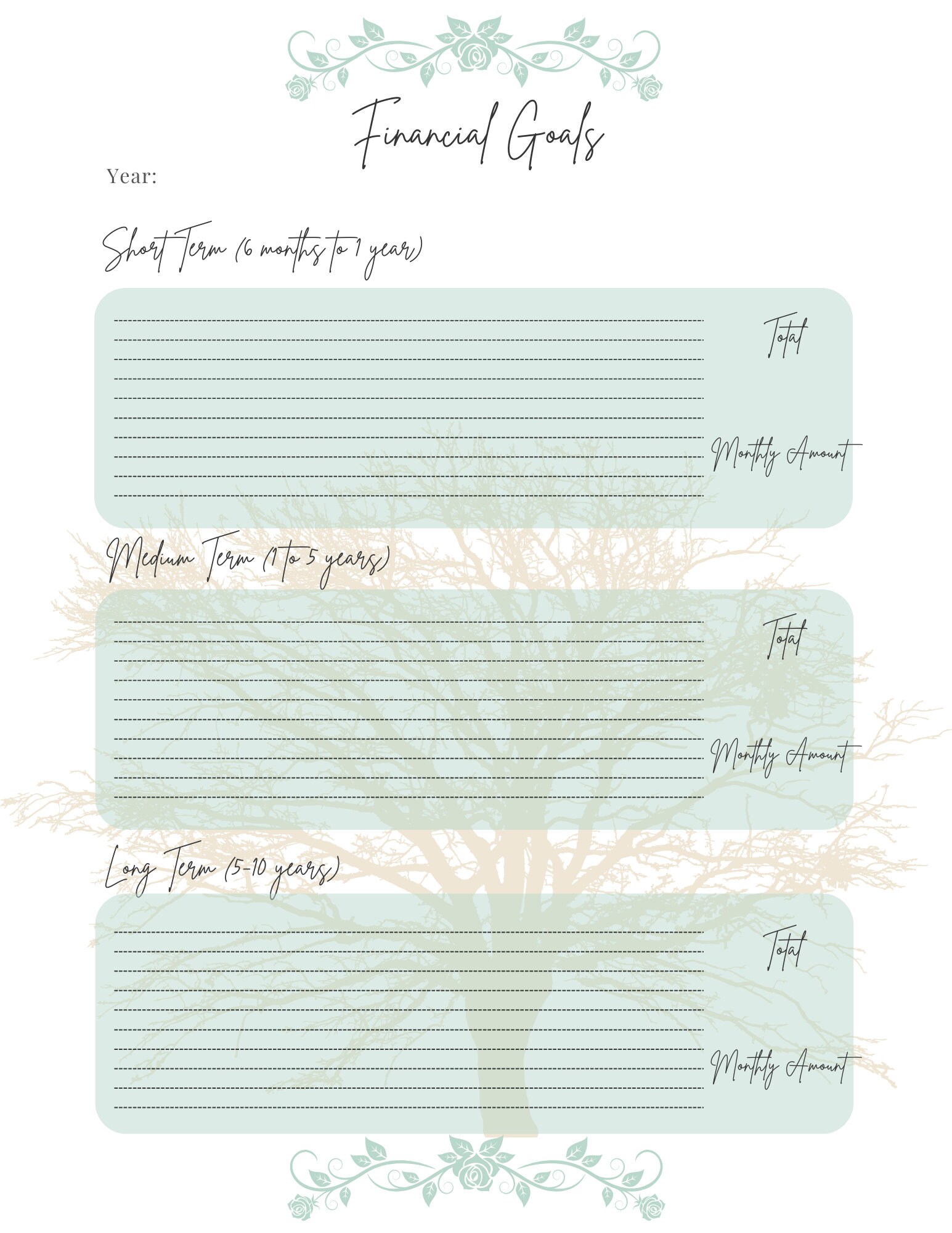 Financial Goal Planning Worksheet | Digital Worksheet for Goodnotes ...