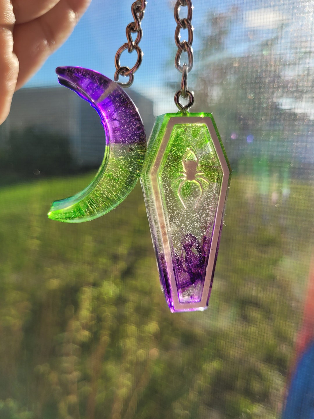 Green & Purple Coffin Keychain - Etsy