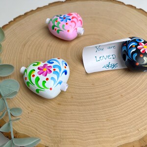 Colorful Mini Heart Messenger 3, Folk Message Heart, Ceramic Floral ...