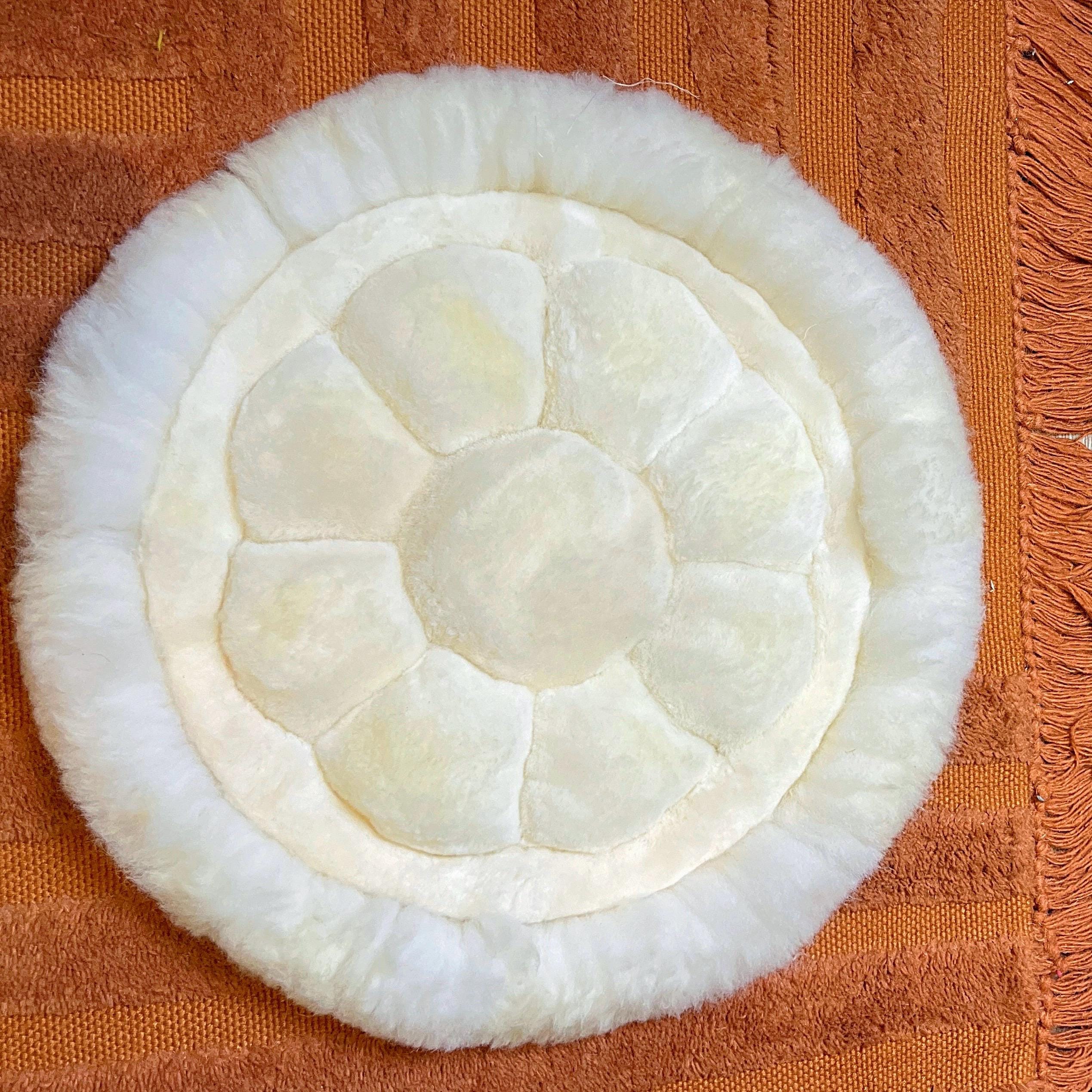 Luxe Alpaca Skin Chair Cushion, Flower Cushion, White Alpaca Fur ...