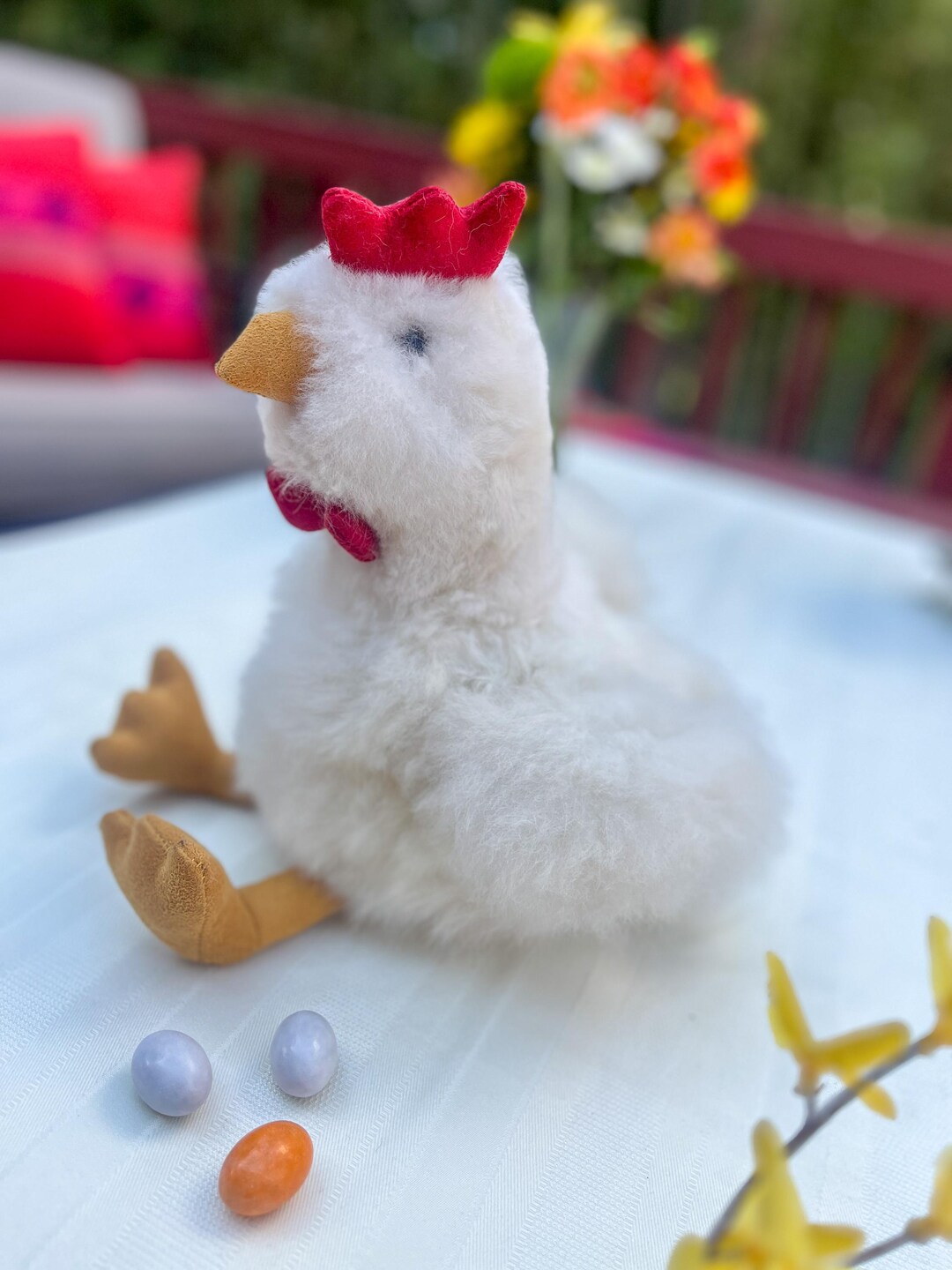 Chicken Plushie Alpaca Animal, Hen Alpaca Stuffy, Genuine Alpaca Fur ...