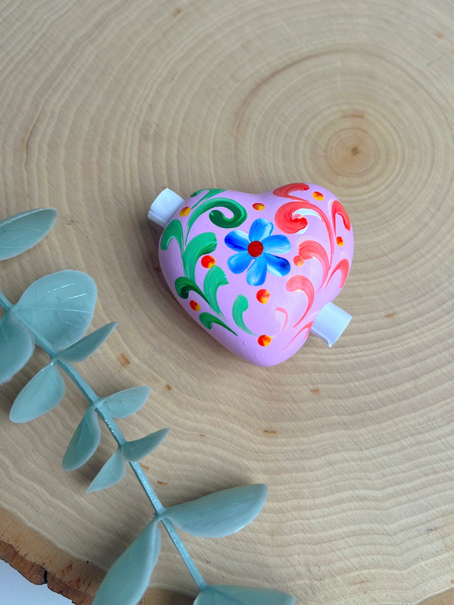 Colorful Mini Heart Messenger 3, Folk Message Heart, Ceramic Floral ...