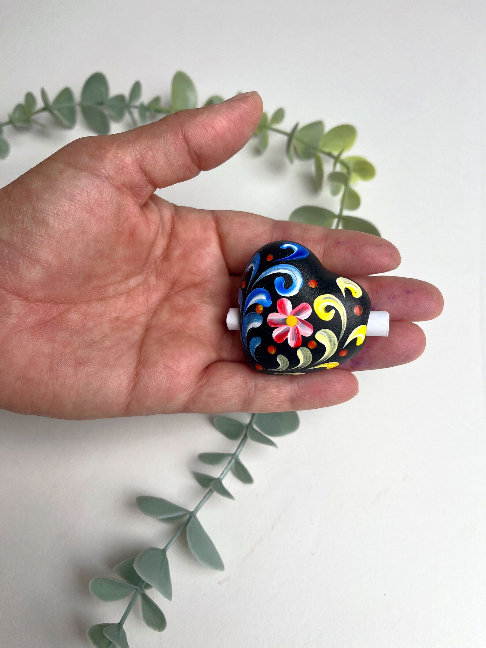 Colorful Mini Heart Messenger 3, Folk Message Heart, Ceramic Floral ...