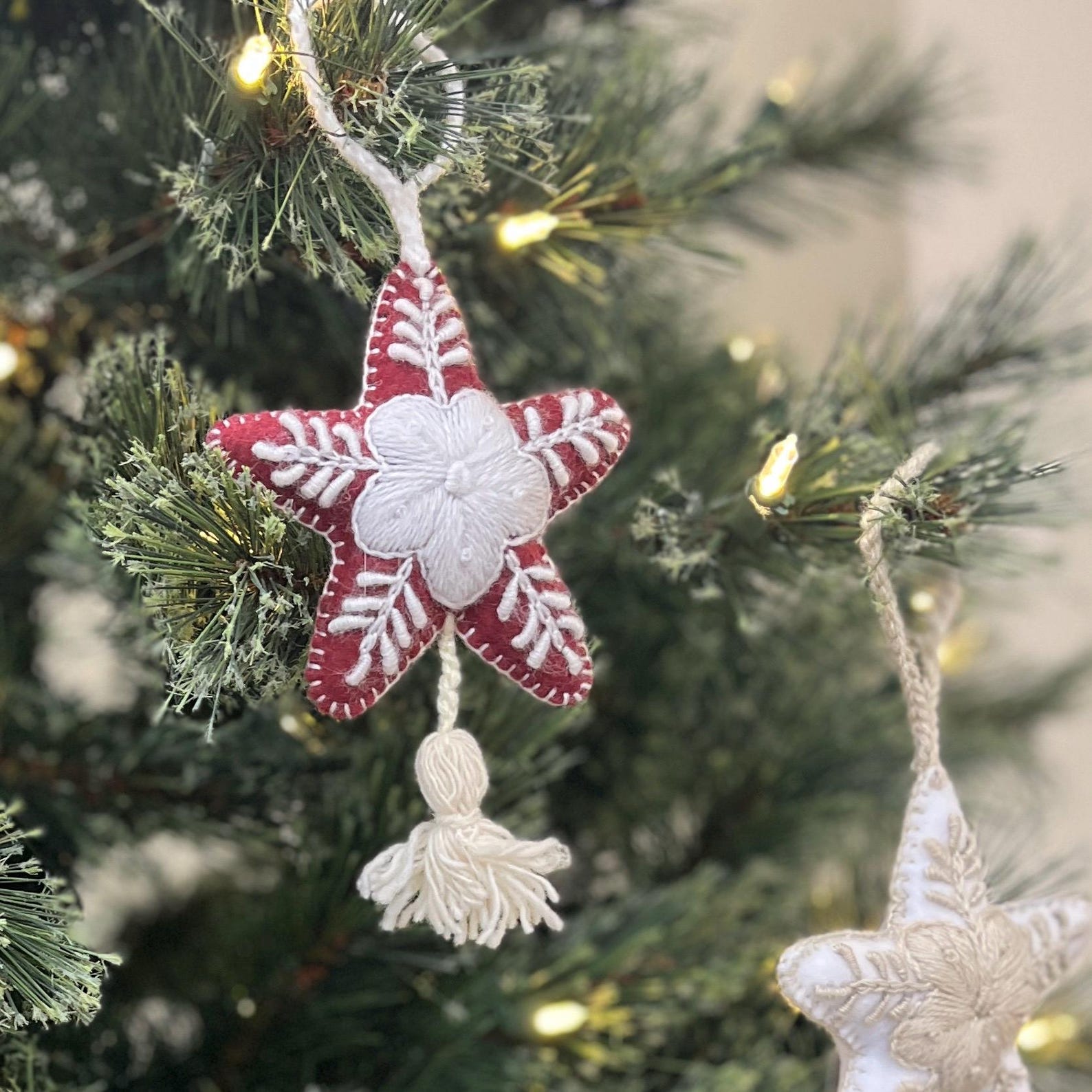 Handmade Felt Star Ornament: Floral Embroidered Christmas Decor - Etsy