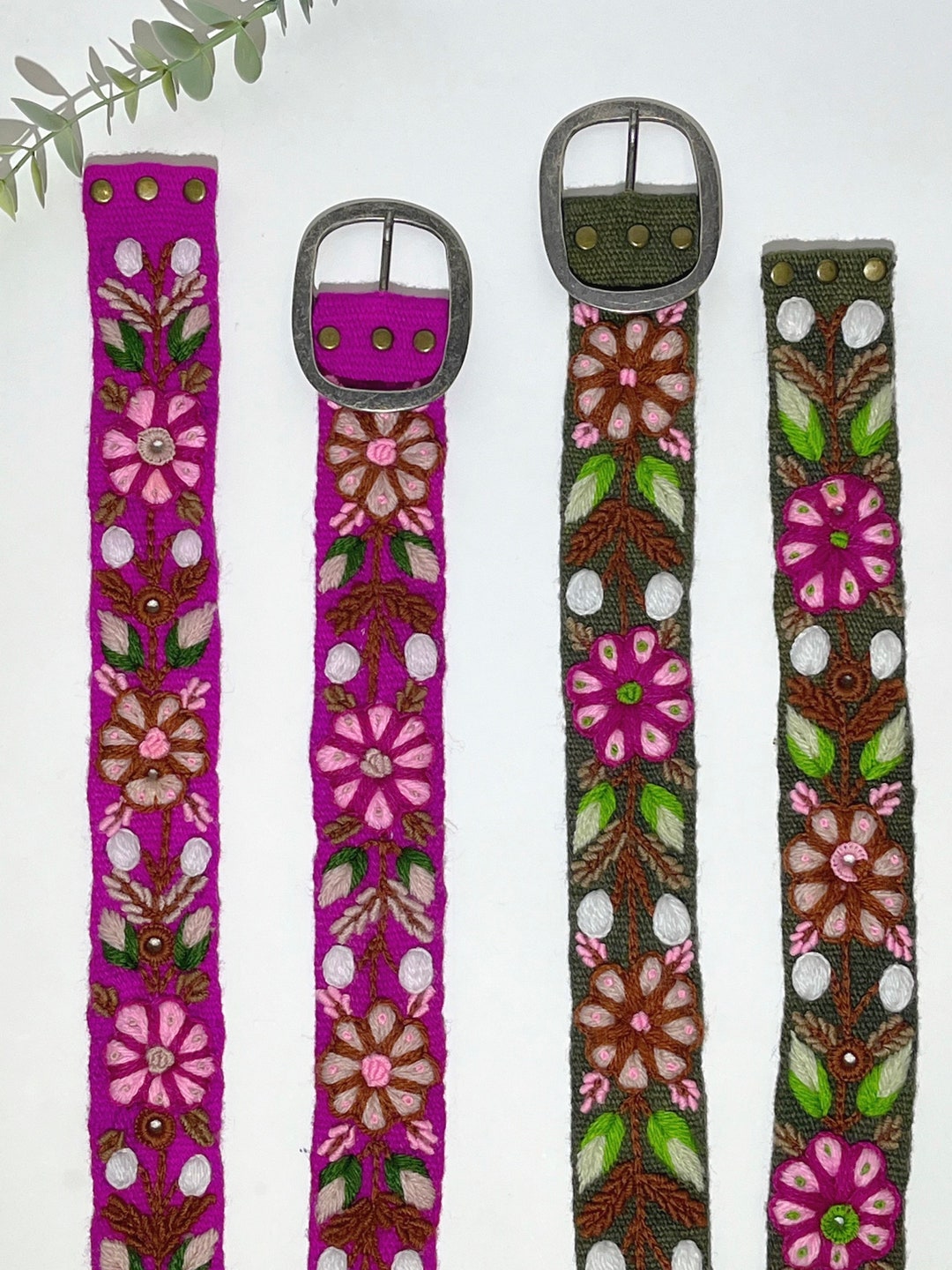 Blush Embroidered Belt, Floral Magenta, Ethnic Boho, Peruvian Belt ...