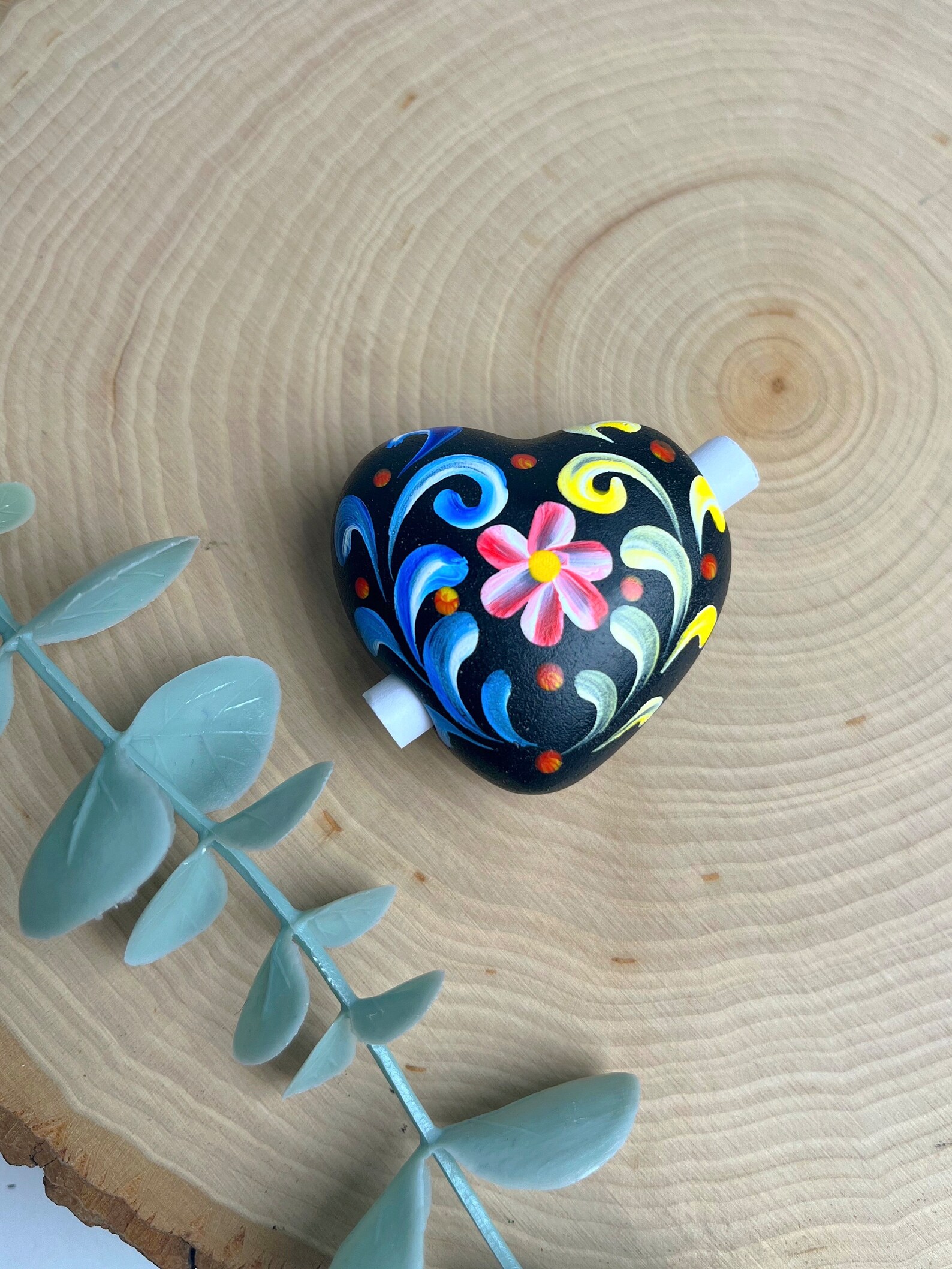 Colorful Mini Heart Messenger 3, Folk Message Heart, Ceramic Floral ...