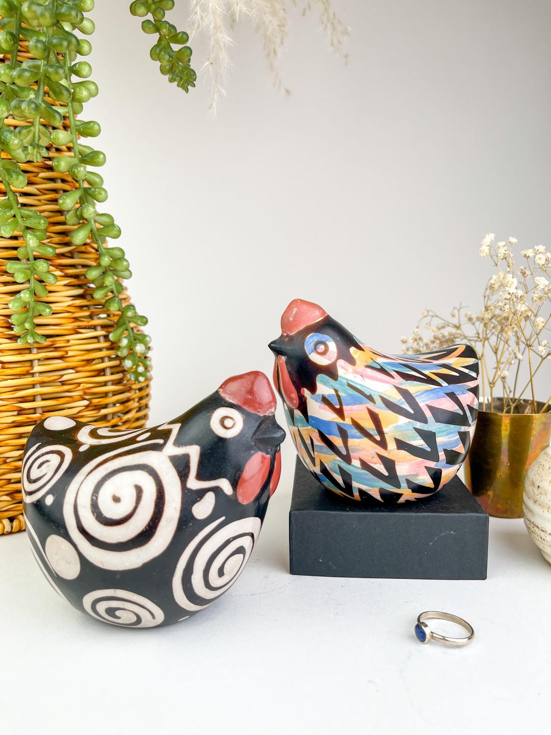 Ceramic Hen Sculpture, Chulucanas Pottery Style, Black Chicken Pottery ...