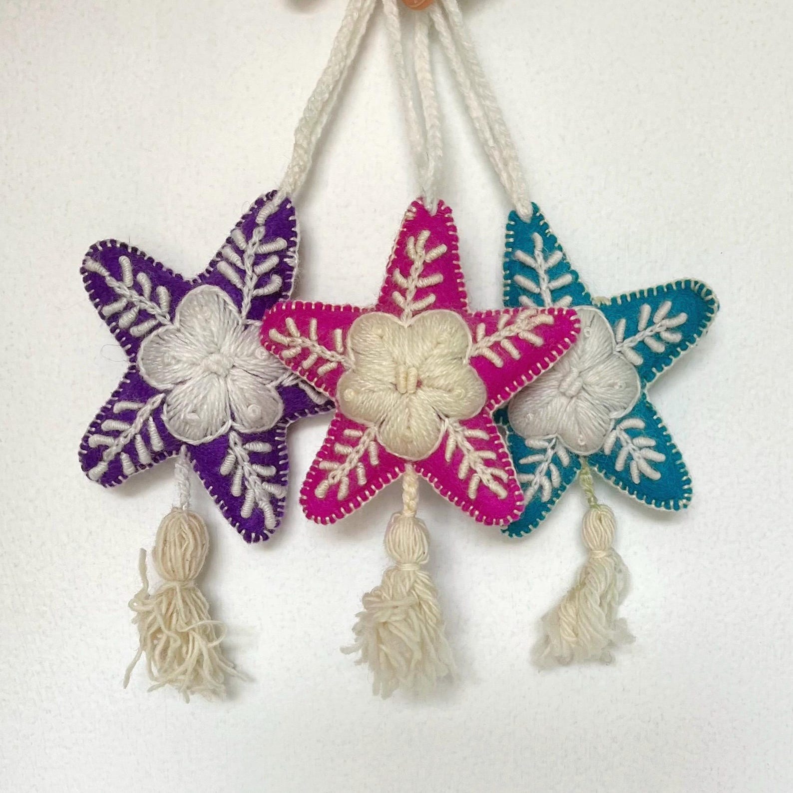 Handmade Felt Star Ornament: Floral Embroidered Christmas Decor - Etsy