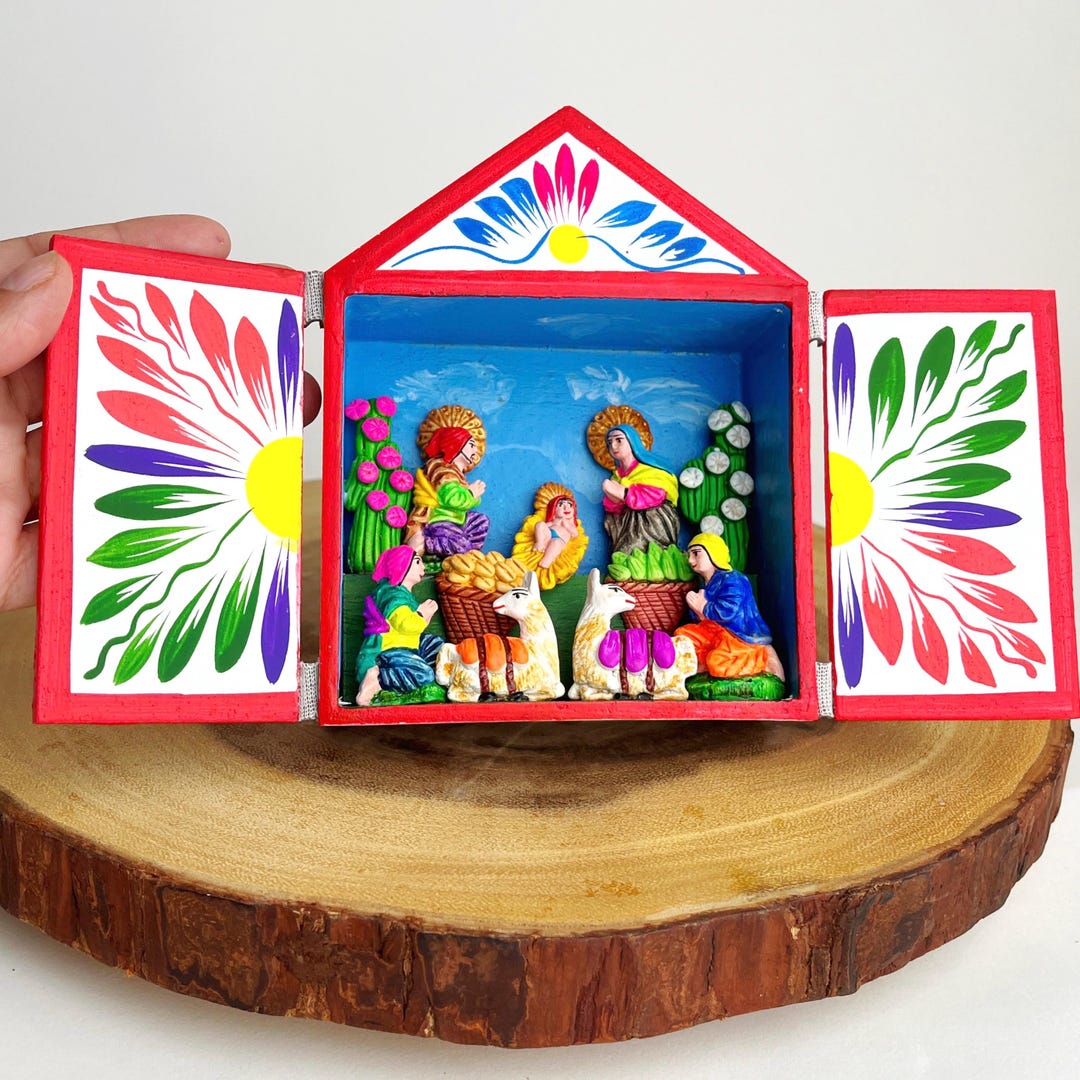 Nativity Retablo, Peruvian Retablo, Hand Painted Nativity, Nativity ...