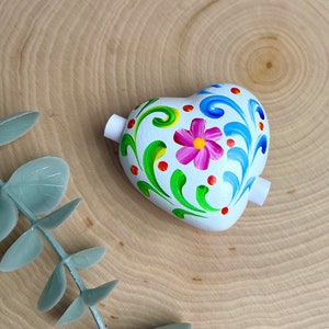 Colorful Mini Heart Messenger 3, Folk Message Heart, Ceramic Floral ...