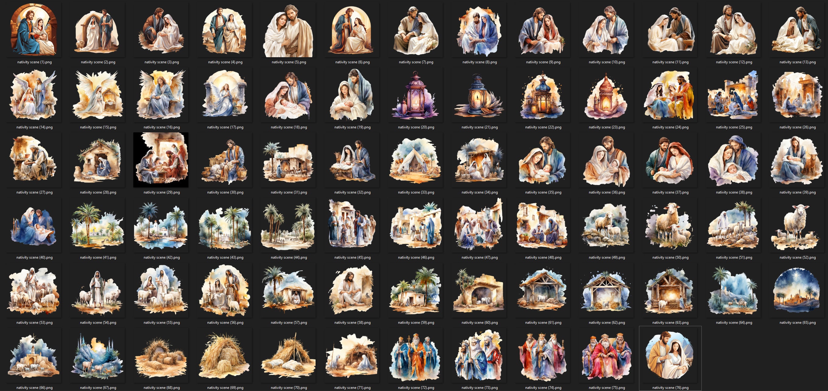 Watercolor Nativity Scene Clipart Set With Baby Jesus, Bible, Manger ...