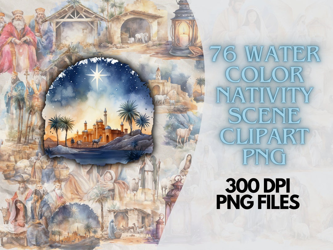 Nativity Scene Clipart Watercolor 76 Bundle Transparent PNG, Christmas ...